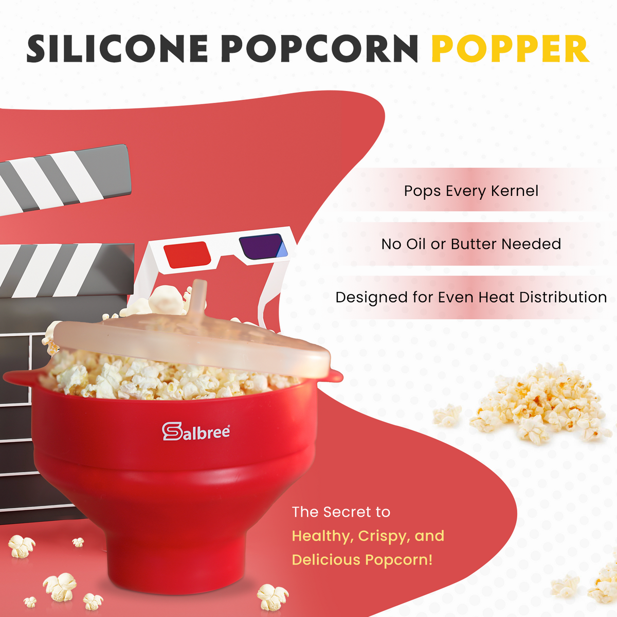 The Original Salbree Microwave Popcorn Popper, Silicone Popcorn Maker ...