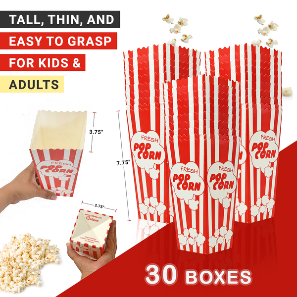 30 Popcorn Boxes, 7.75" Inches Tall and Holds 46 Oz - salbree.com